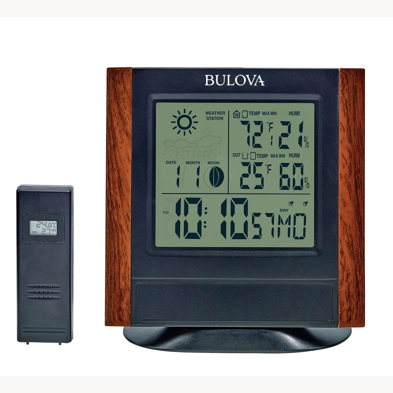 Bulova B1708 The Forecaster Weather Powerhouse Tabletop Alarm Clock ...