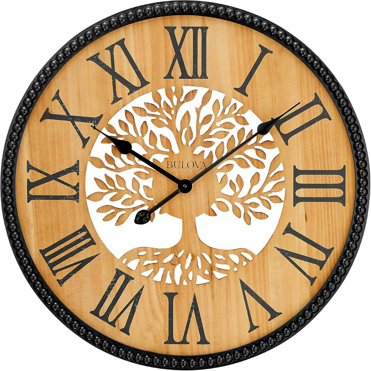 Bulova C4378 Orchard Tree Wood Beaded 24″ Wall Clock – Playful Tail