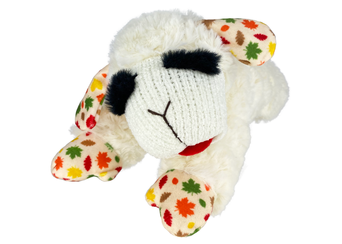 Multipet Harvest Pattern Lamb Chop Plush Dog Toy – Playful Tail