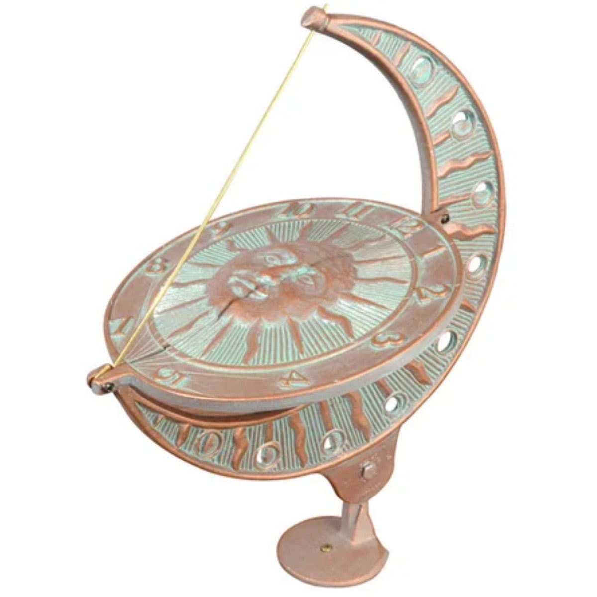 Whitehall Sun and Moon Sundial, Copper Verdigris – Playful Tail
